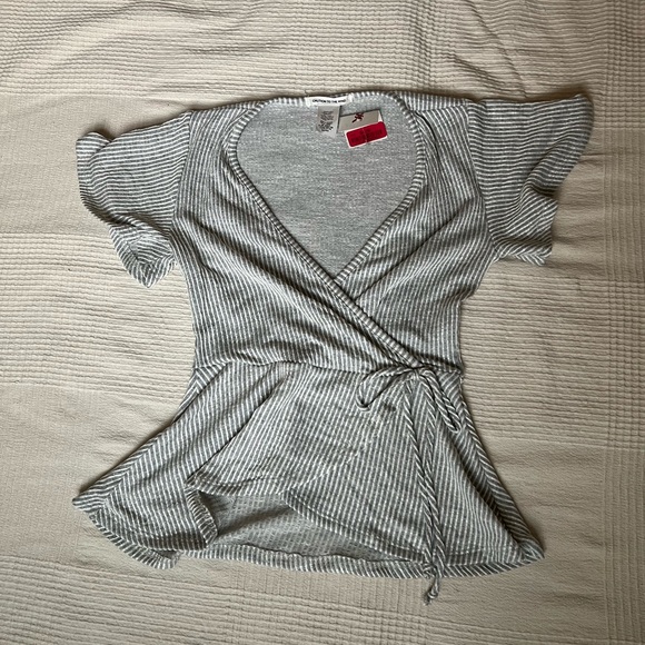 T.J.Maxx | Tops | Nwt Tjmaxx Gray Wrap Blouse With Tie Front | Poshmark